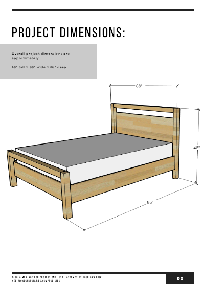 DIY Modern Queen Size Bed Frame Printable PDF Plans – Woodshop Diaries