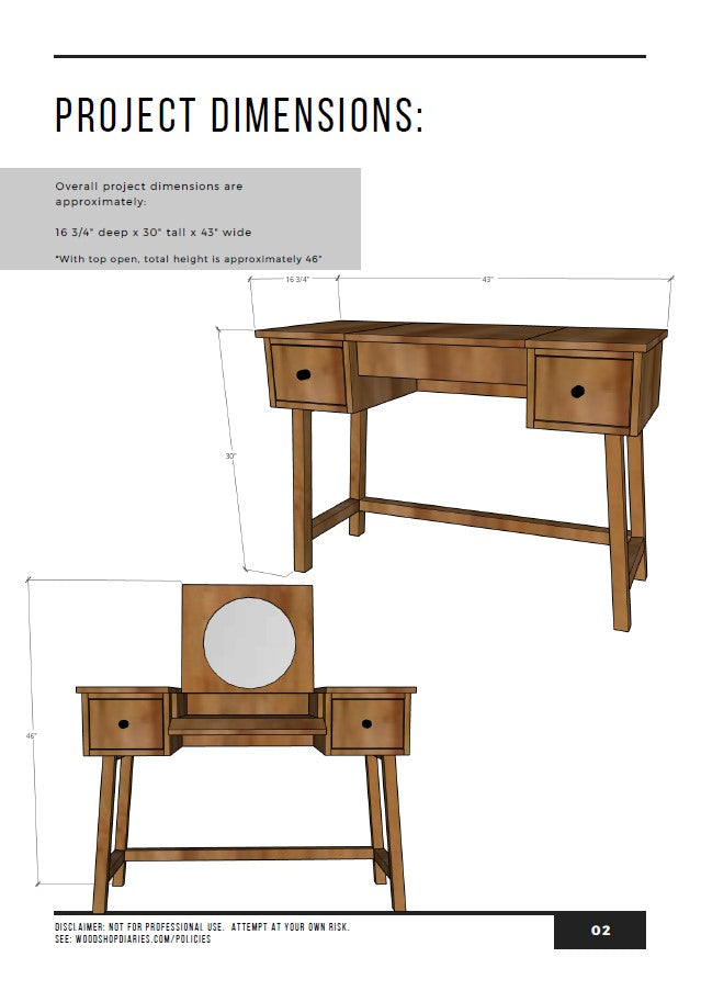 Vanity Desk with Flip Top Plans – Woodshop Diaries